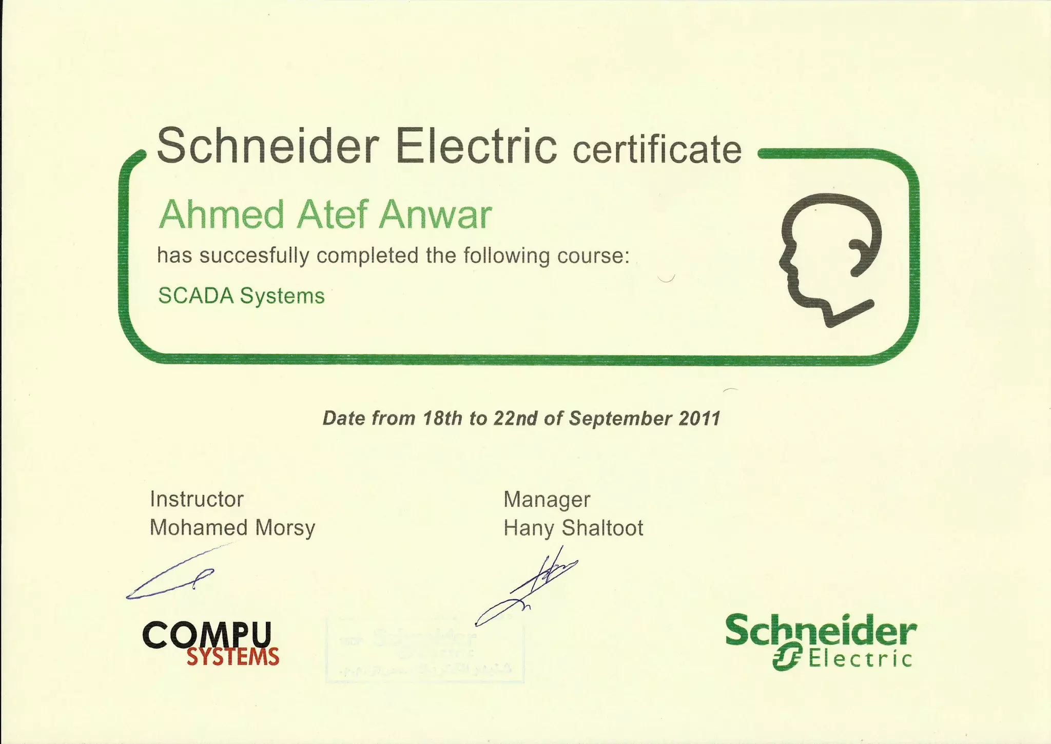 schneider Electric Certificate | PDF