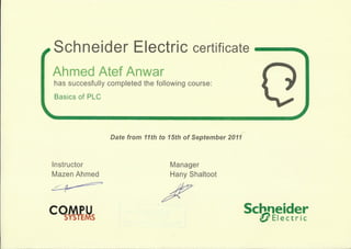 schneider Electric Certificate | PDF