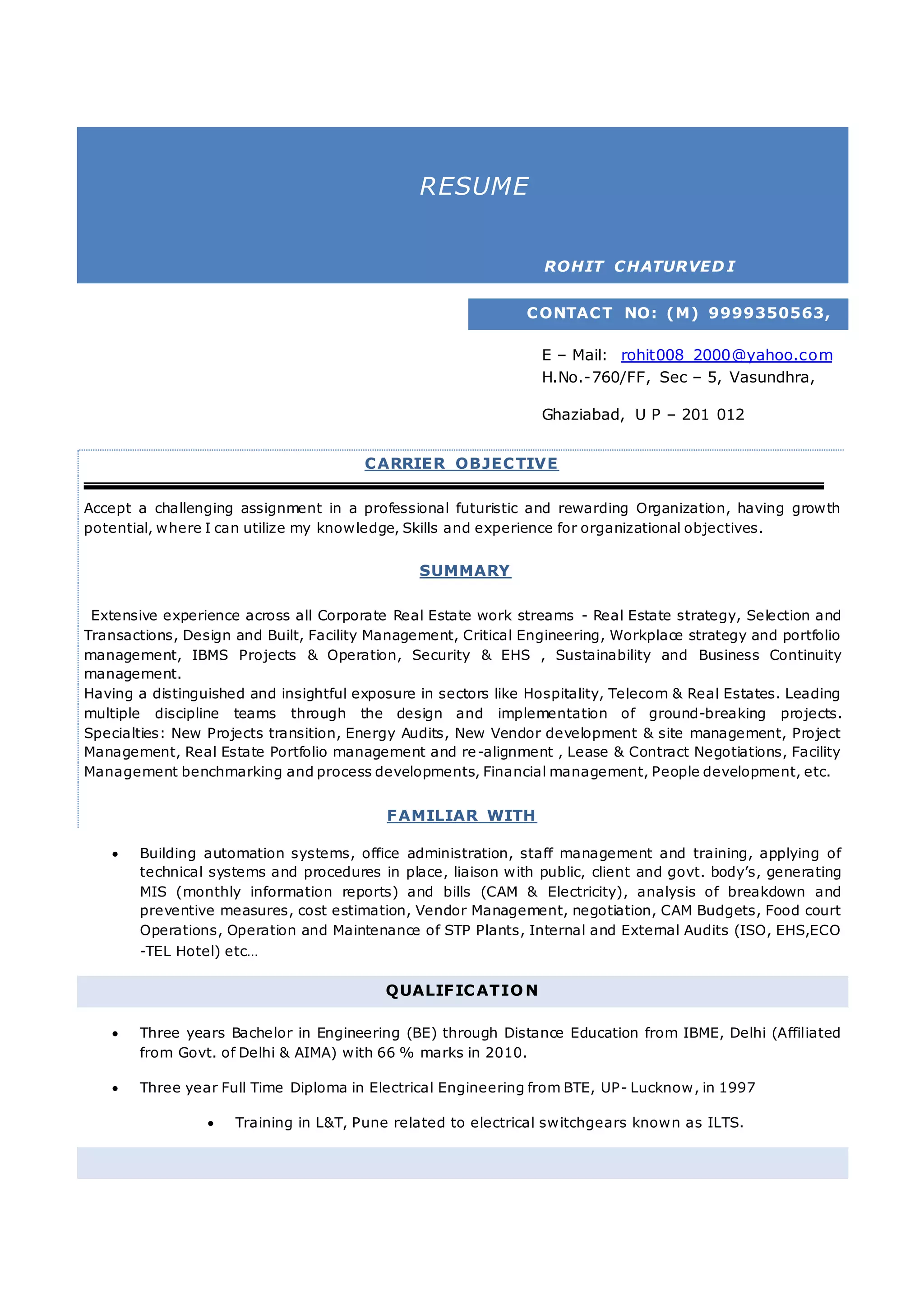 CV - Rohit Chaturvedi | PDF CV - Rohit Chaturvedi | PDF