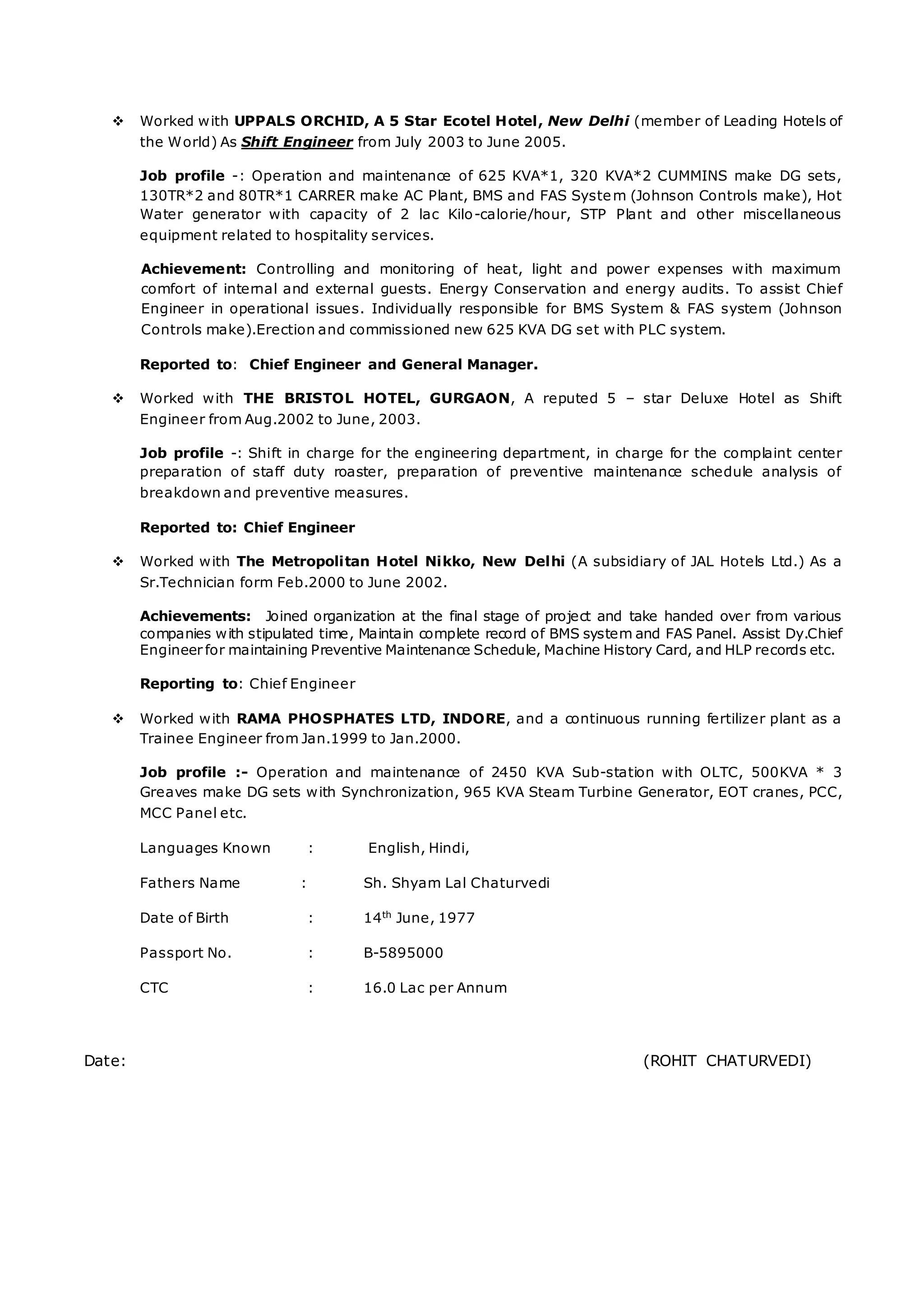 CV - Rohit Chaturvedi | PDF CV - Rohit Chaturvedi | PDF