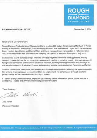 Rough Diamond Recommendation Letter | PDF