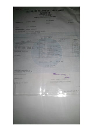 Matric Mark Sheet PDF | PDF