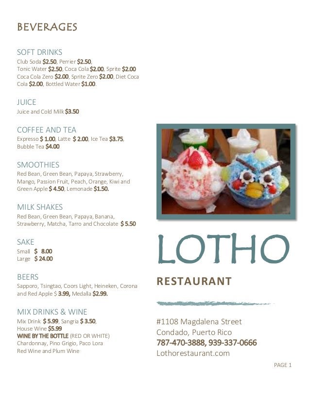 MENU LOTHO RERSTAURANT TITLE | PDF