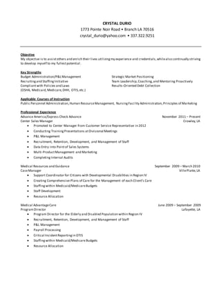 Crystal Durio Resume | DOCX