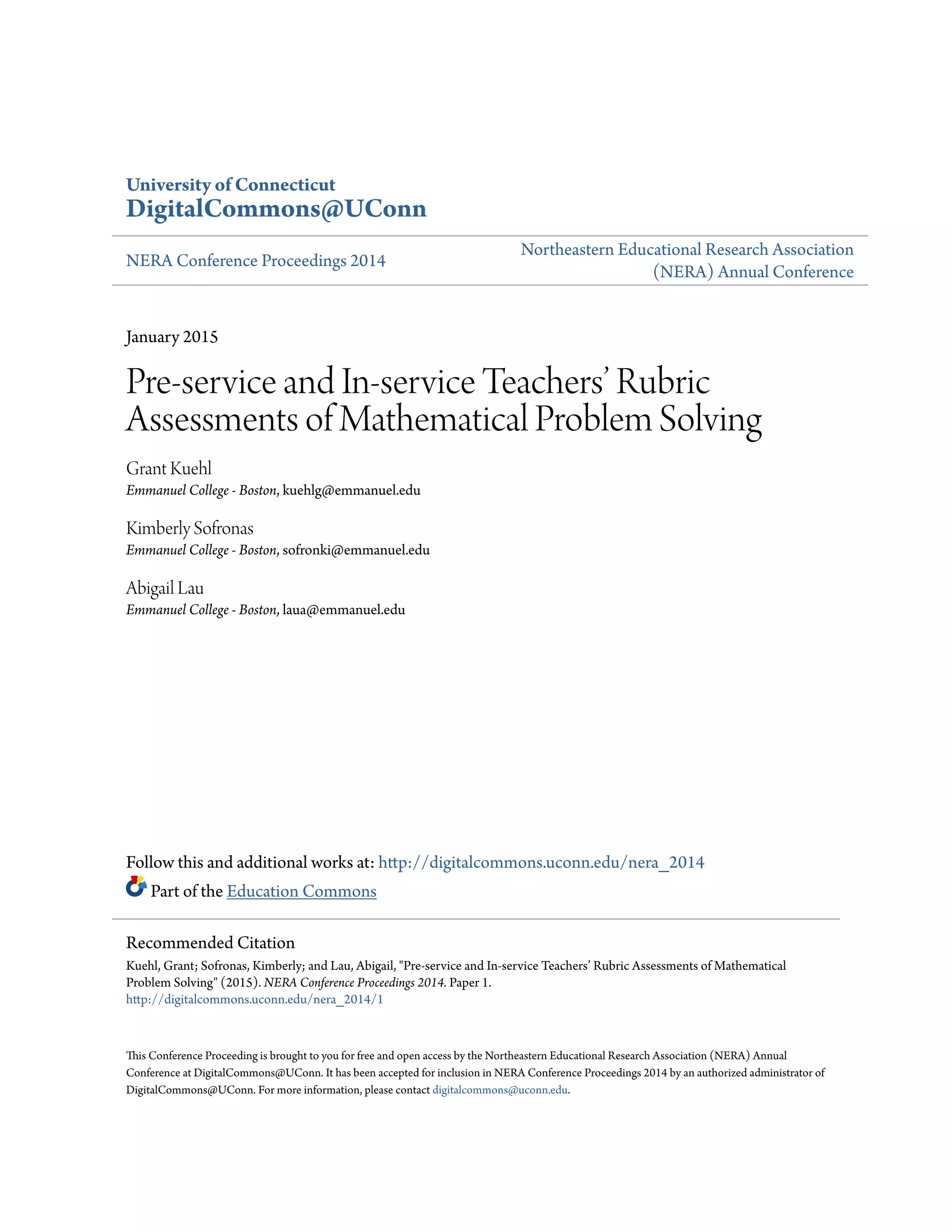 Pre-service and In-service Teachers? Rubric Assessments of Mathem | PDF ...