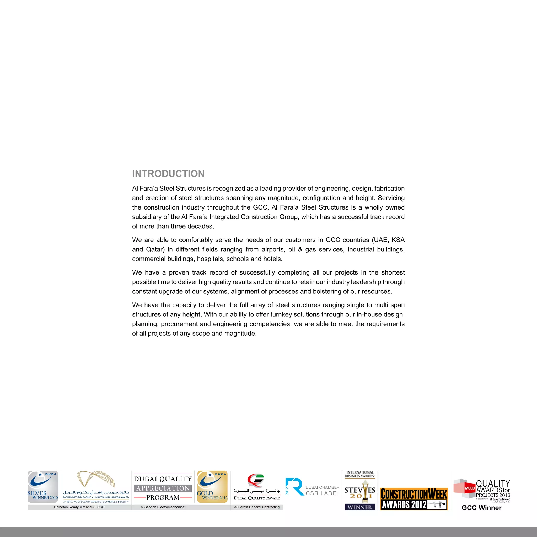 Al Fara'a Steel Structure brochure - 2015 - 2016 | PDF