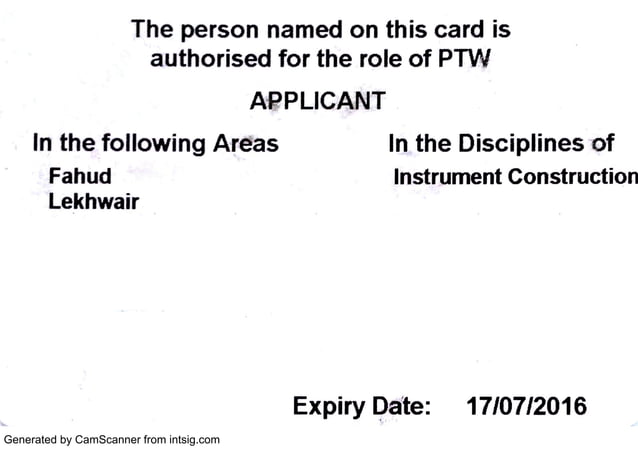 PTW Certificate | PDF
