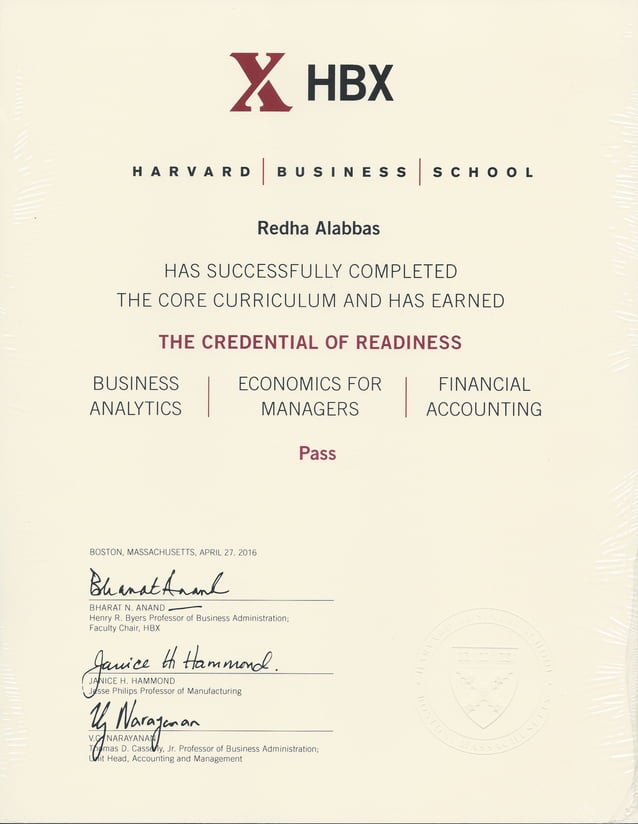 Harvard Core Certificate | PDF