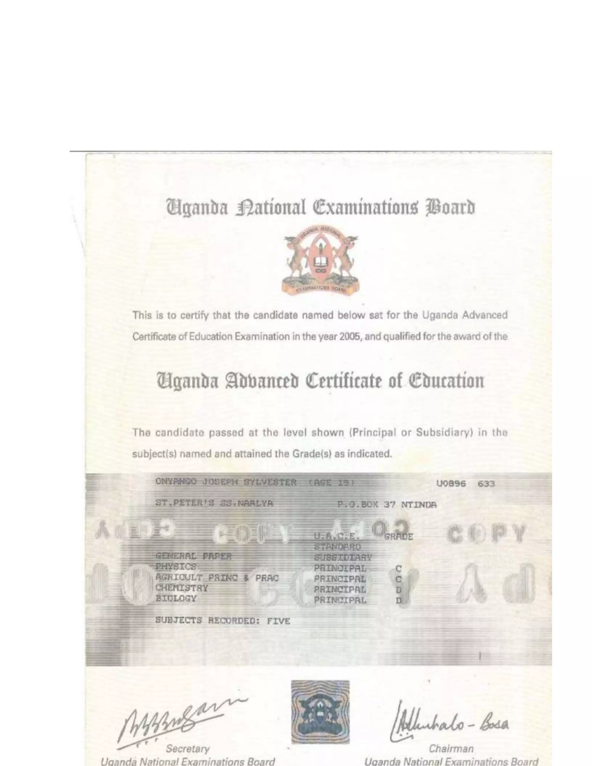 A Level Certificate | DOCX