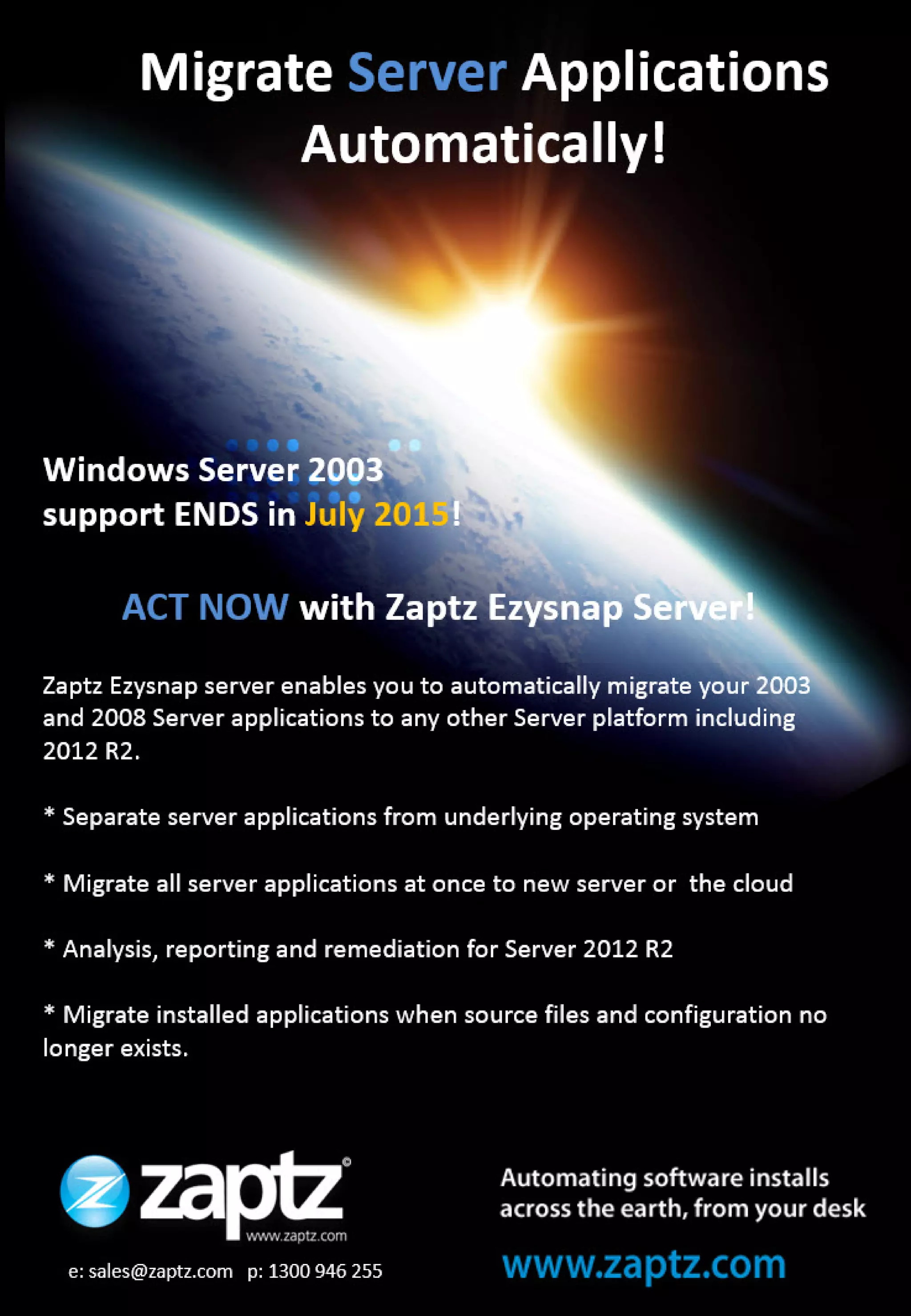 Zaptz Ezysnap Server applications migration intro flyer | PDF