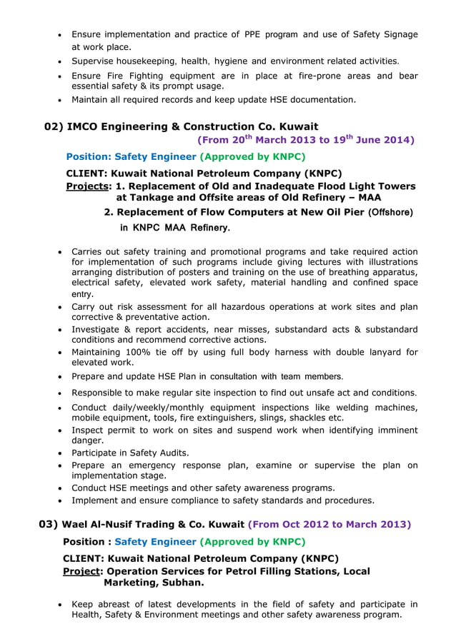 HSE Engineer Resume | PDF