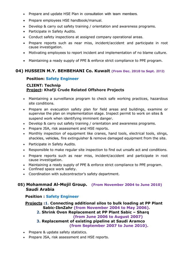 HSE Engineer Resume | PDF
