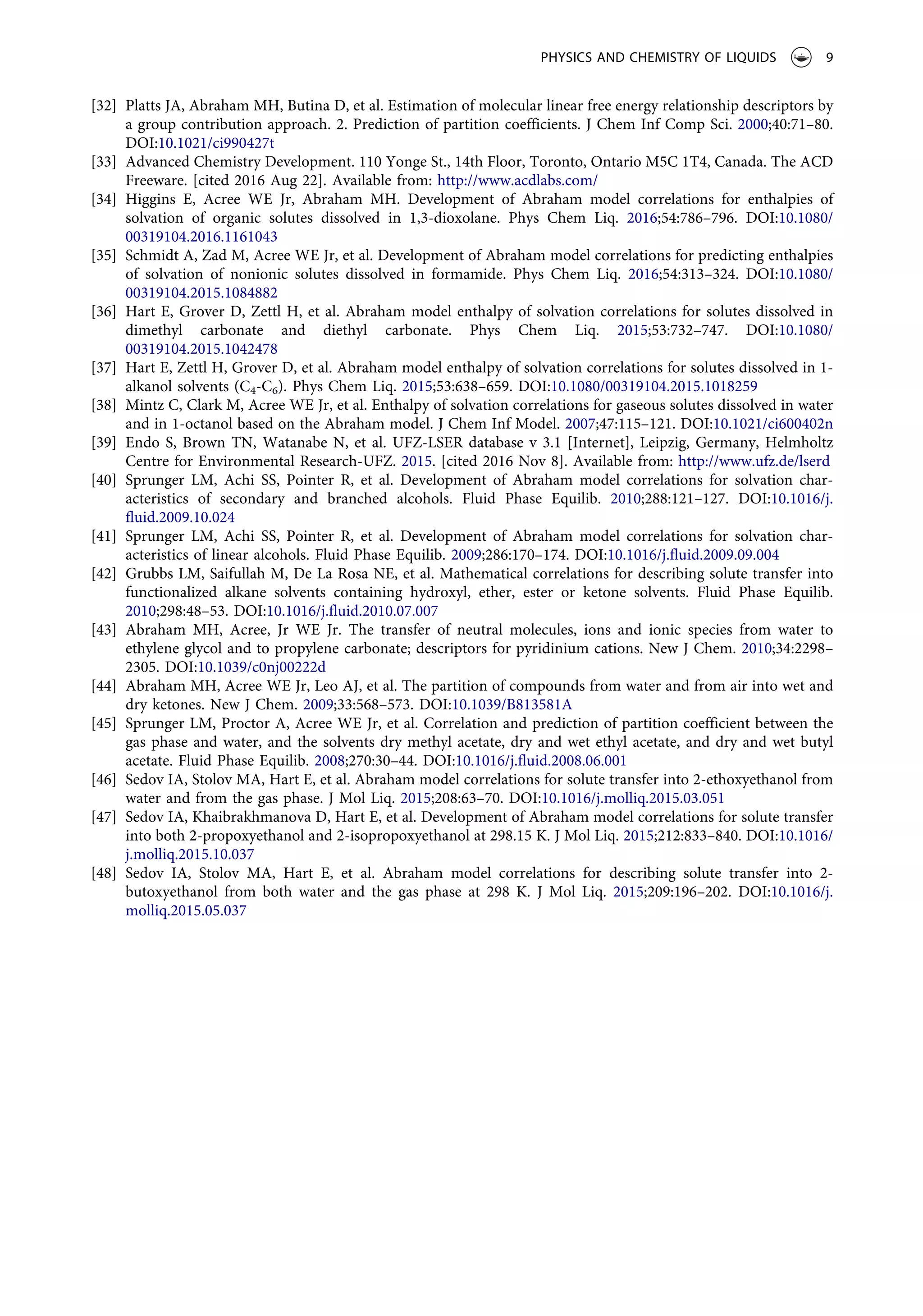 Solubility of sorbic acid in organic mono solvents calculation of ...