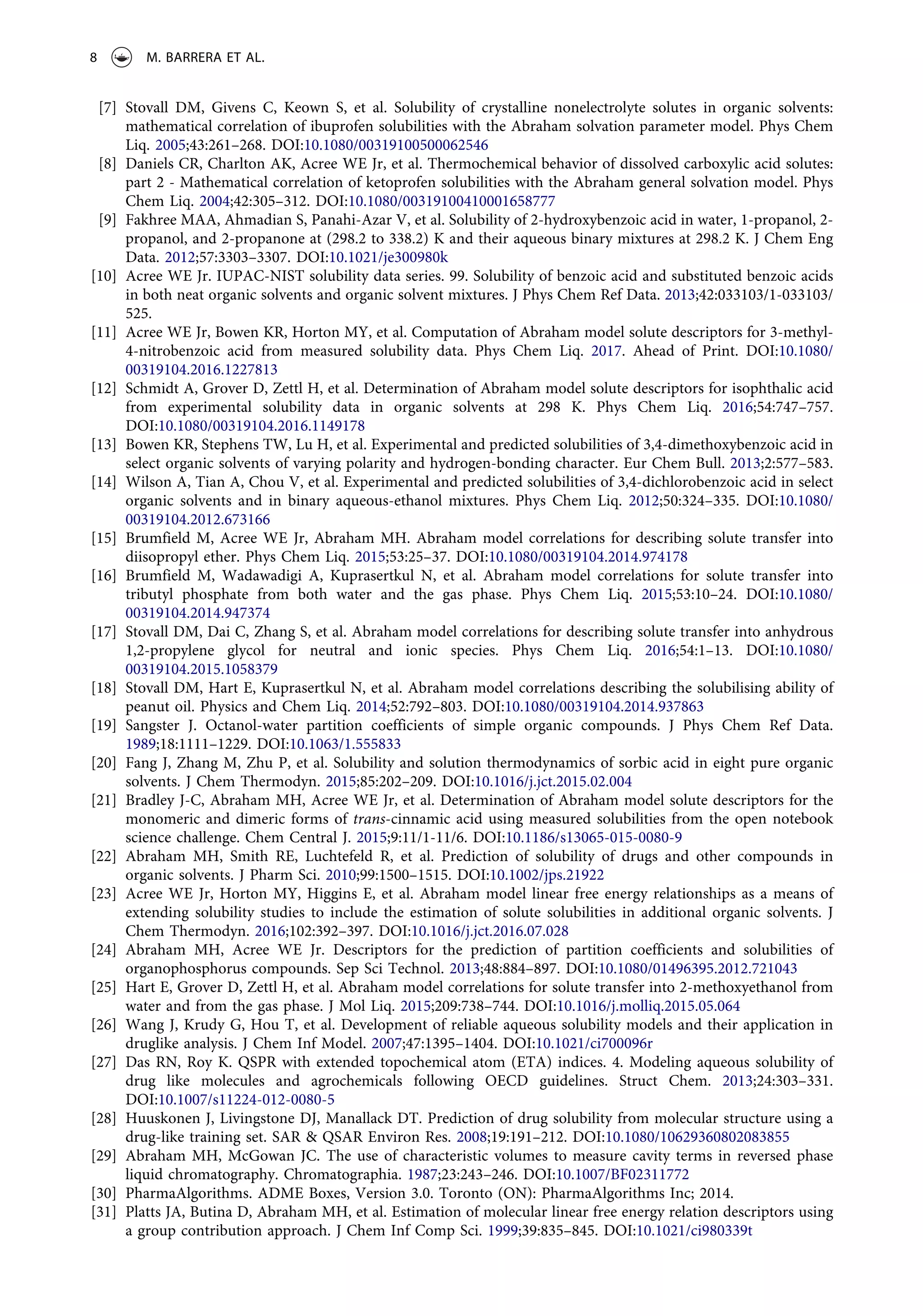 Solubility of sorbic acid in organic mono solvents calculation of ...
