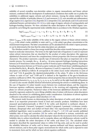 Solubility of sorbic acid in organic mono solvents calculation of ...