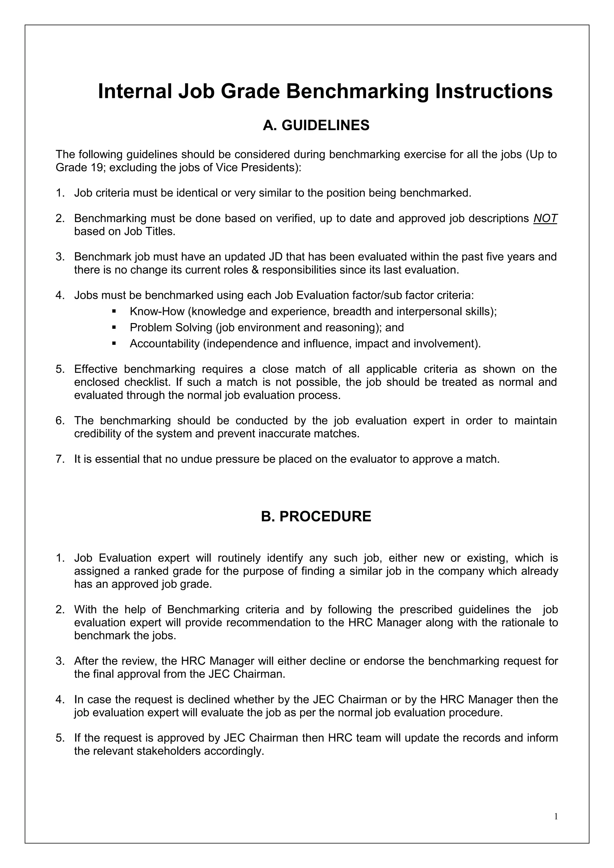 BENCHMARKING_PROCEDURES (V2) | PDF