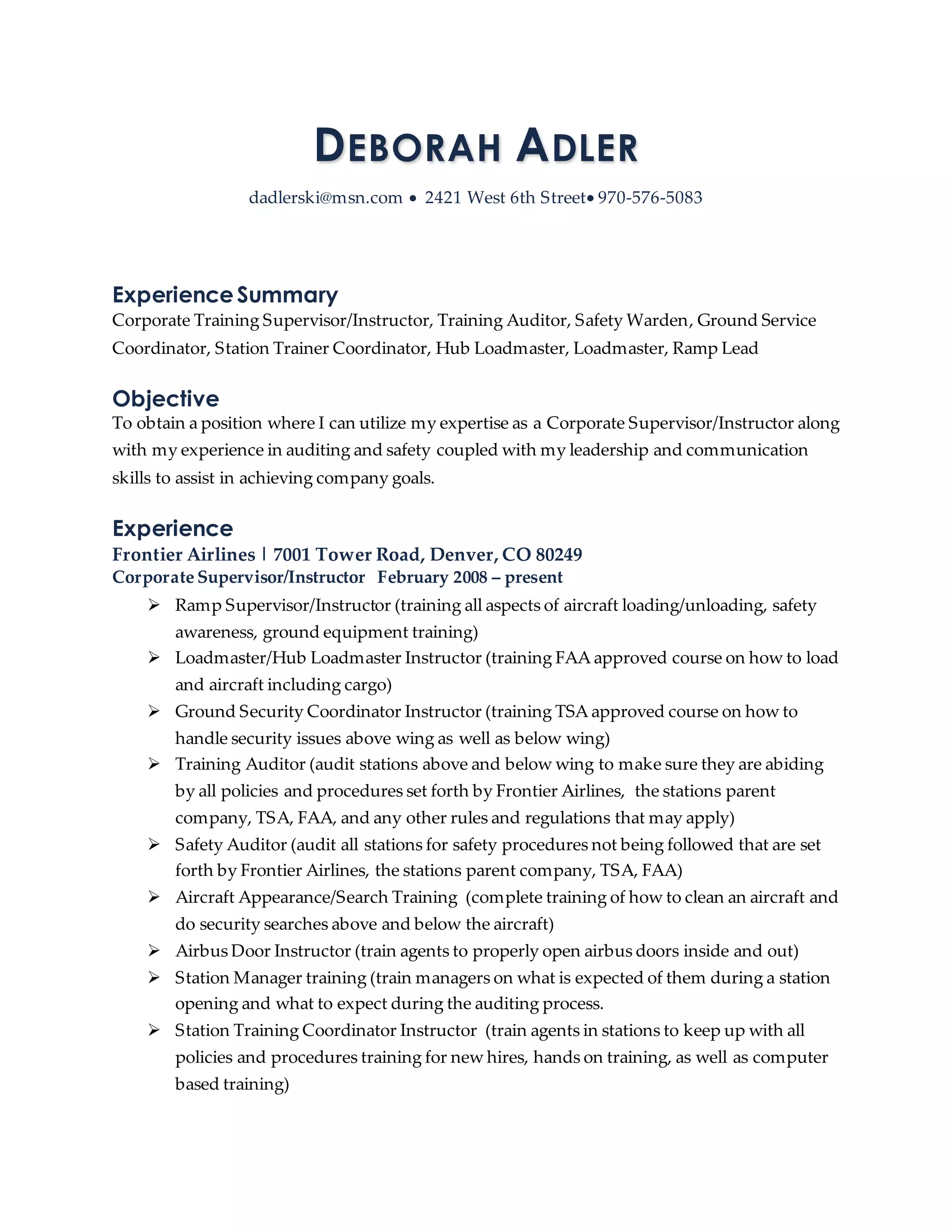 Deborah Adler Resume | DOCX