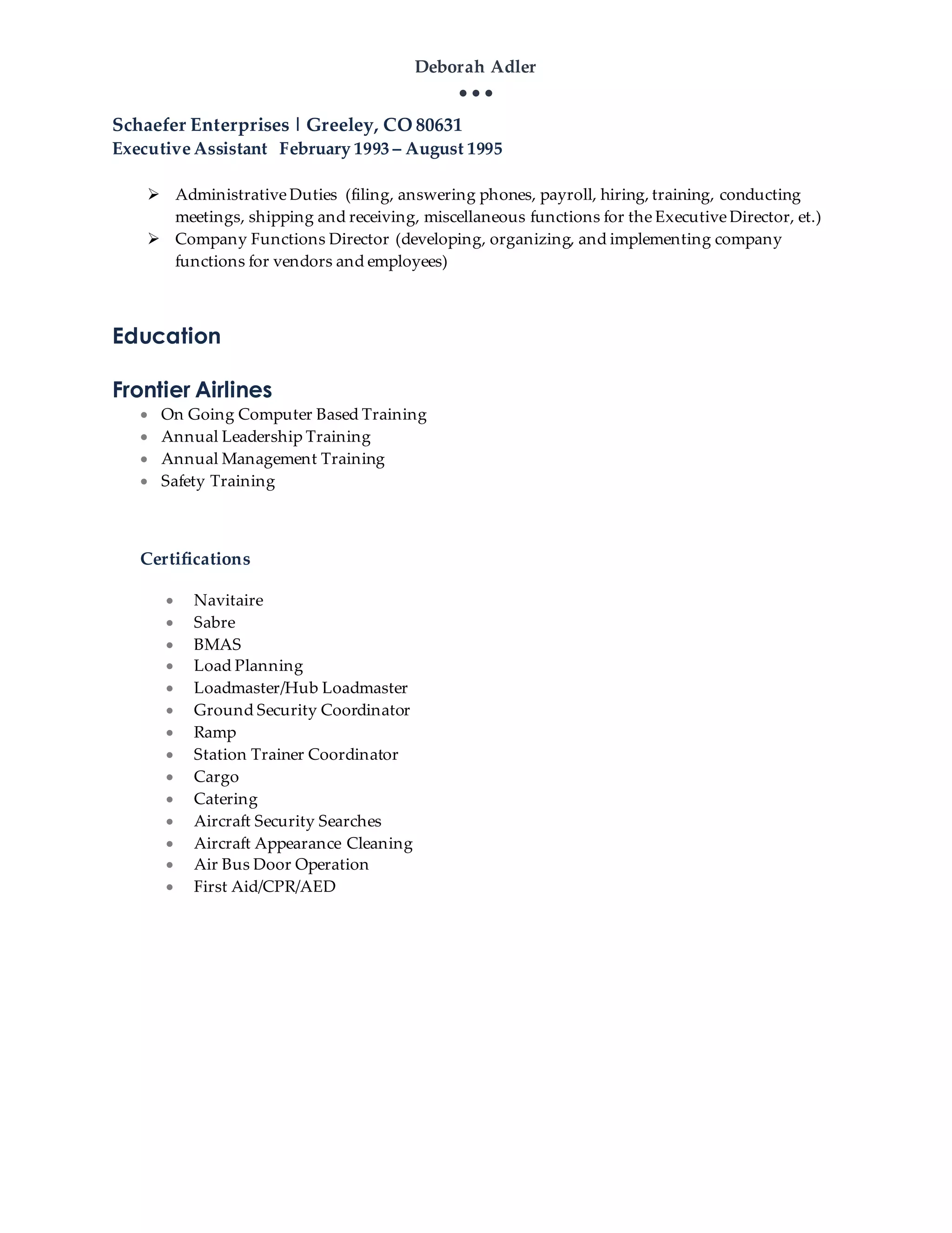 Deborah Adler Resume | DOCX