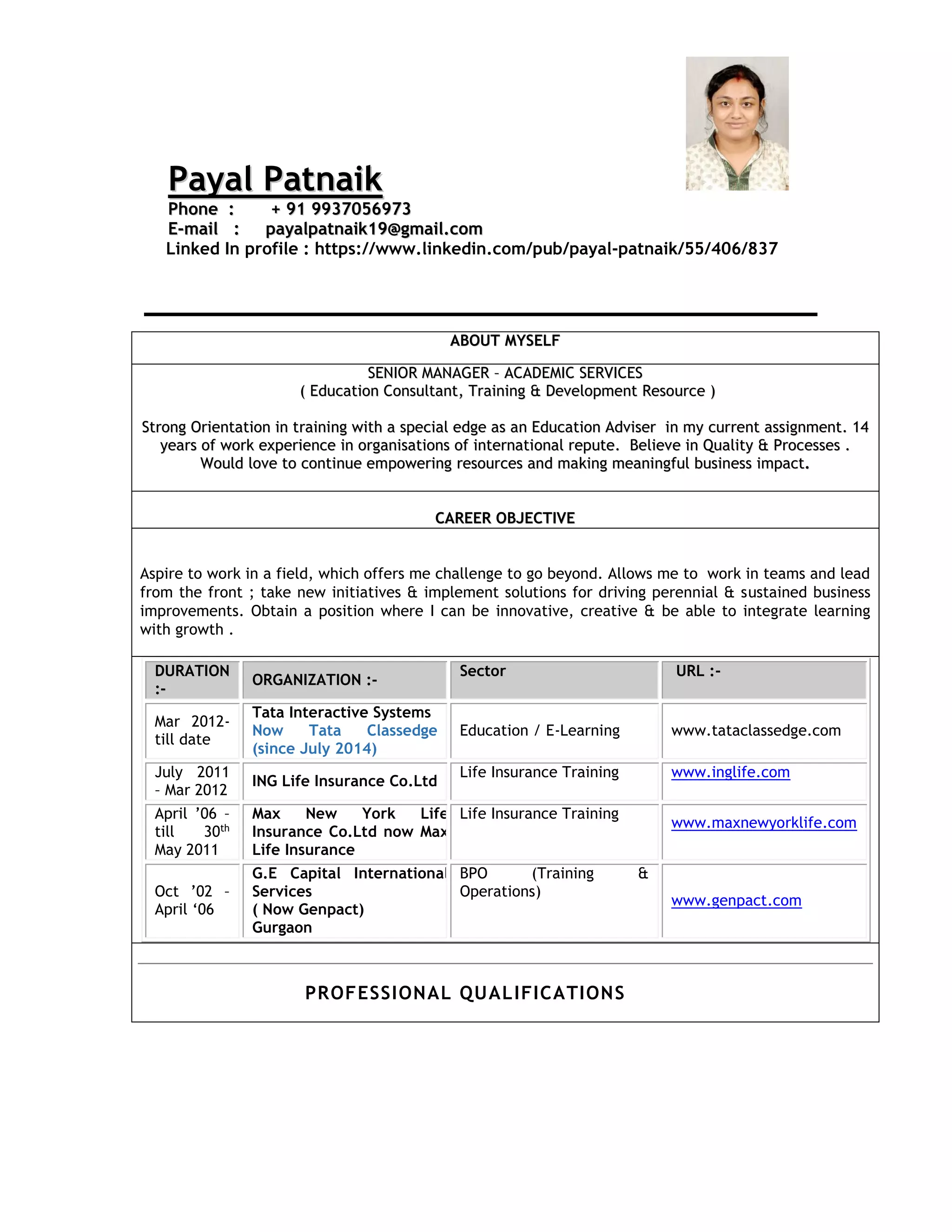 Resume_Payal Patnaik(India) | PDF