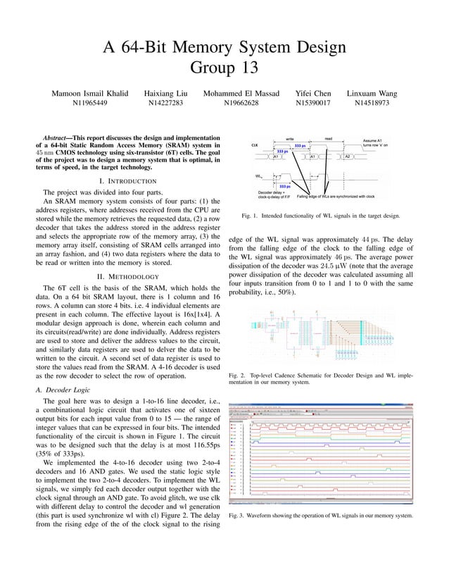 64 bit sram memory: design paper | PDF