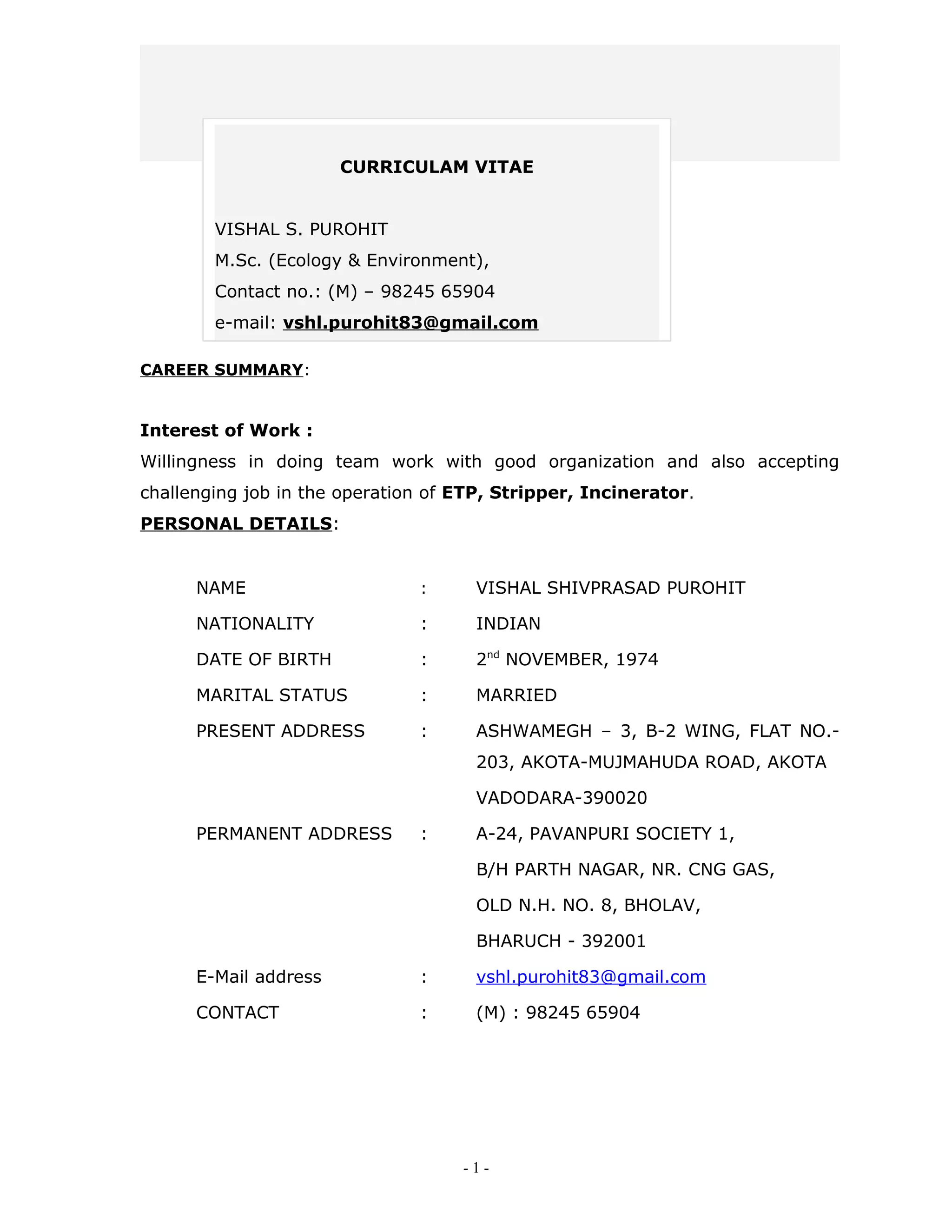 resume_VISHAL_New | PDF