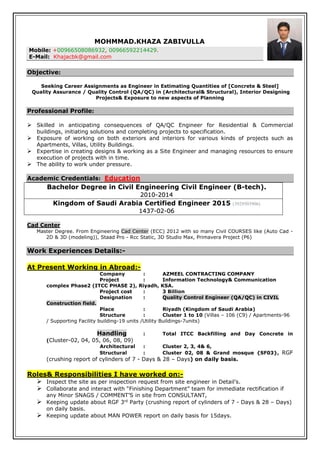 KHAJA Azmeel Resume | PDF