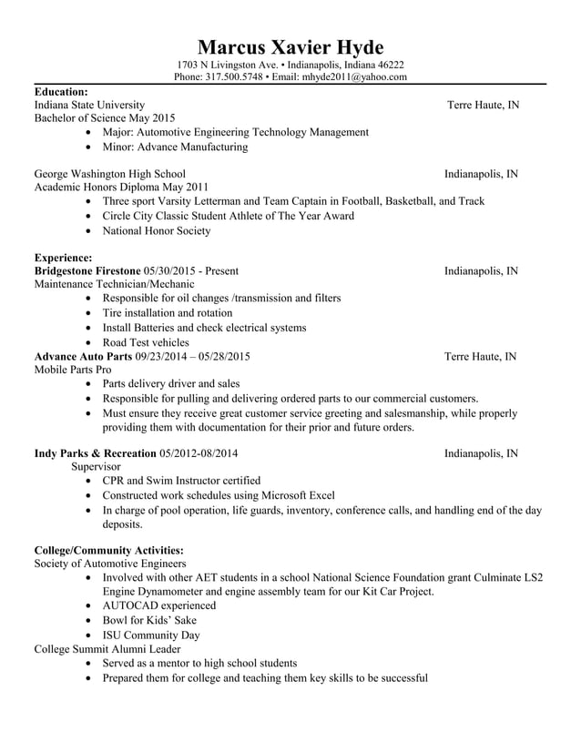 Marcus Hyde Resume 2014-2015 | PDF