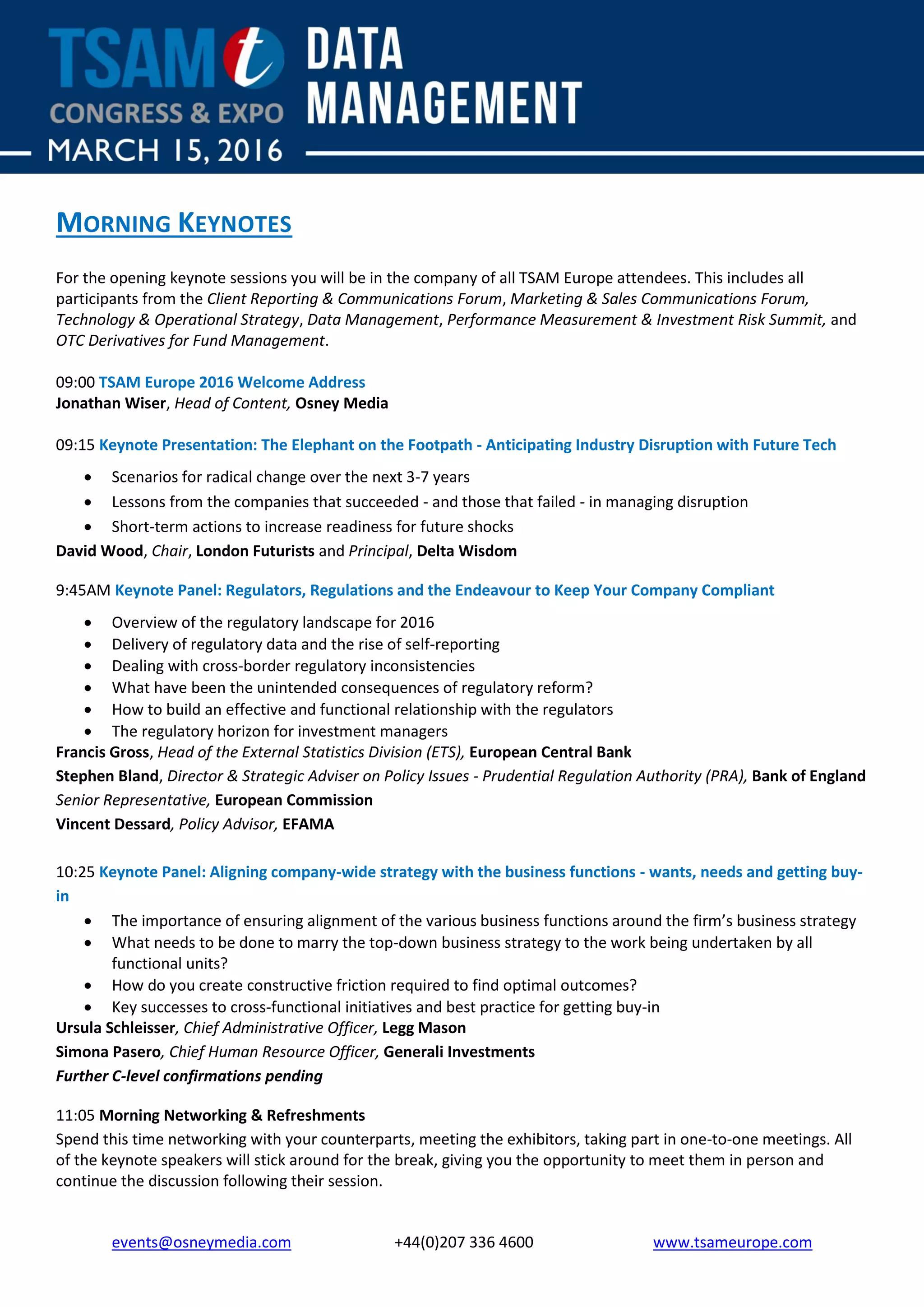 TSAM Europe 2016 - Data Management | PDF | Databases | Computer Software and Applications