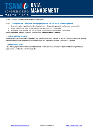 TSAM Europe 2016 - Data Management | PDF | Databases | Computer ...
