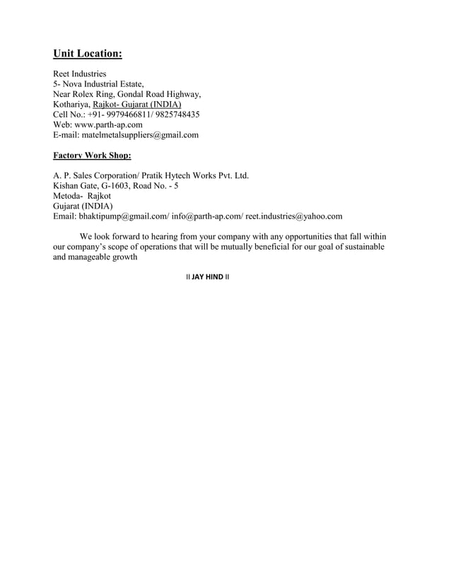 Reet Group Profile | PDF