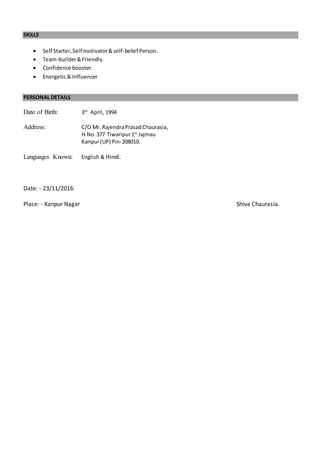 shiva resume | DOCX