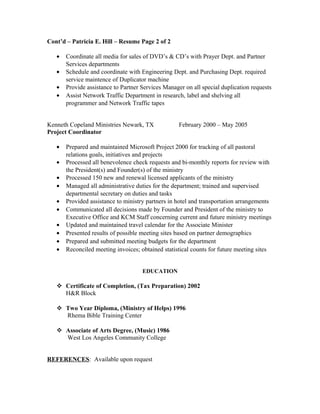 Patricia E. Hill Resume | DOC