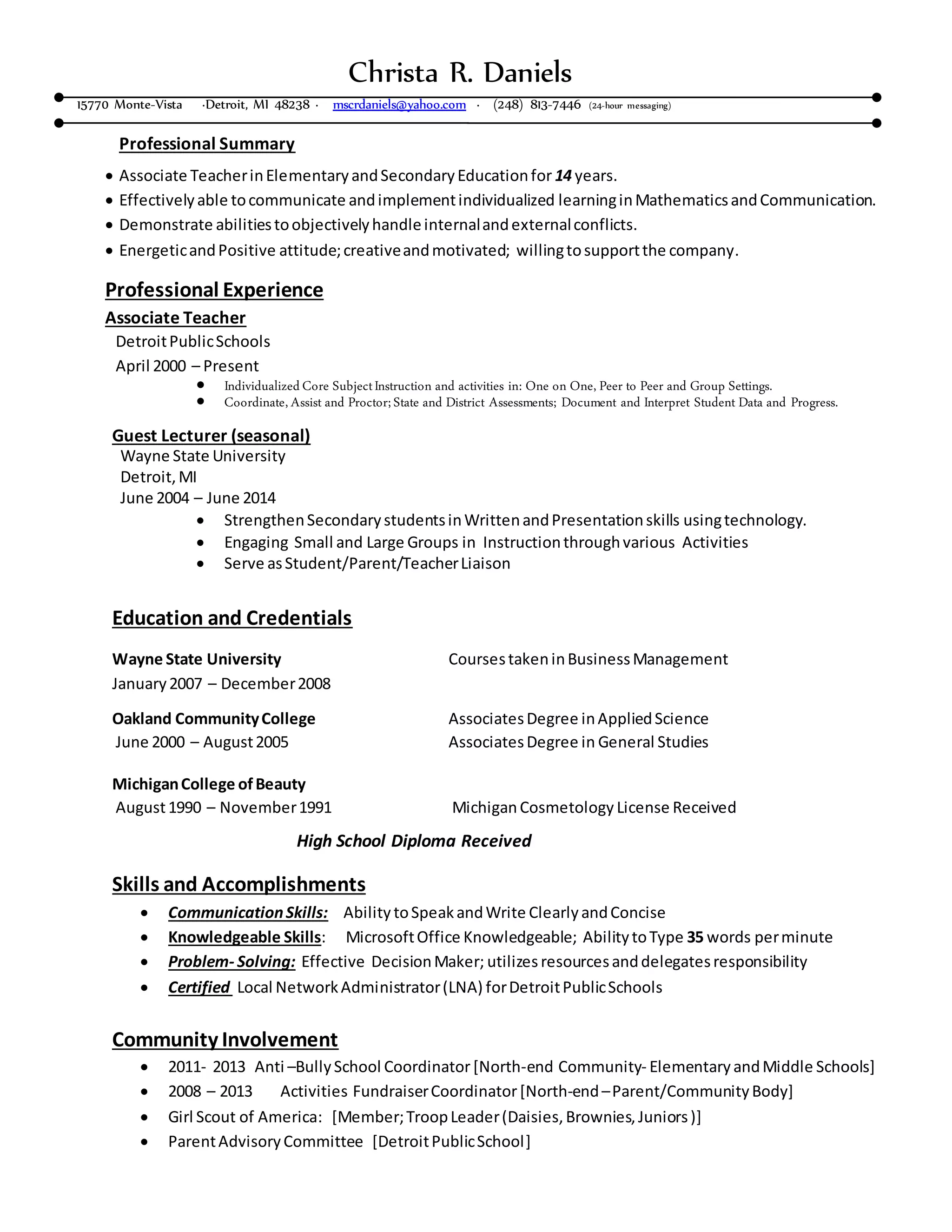 updated resume 2015 | DOCX