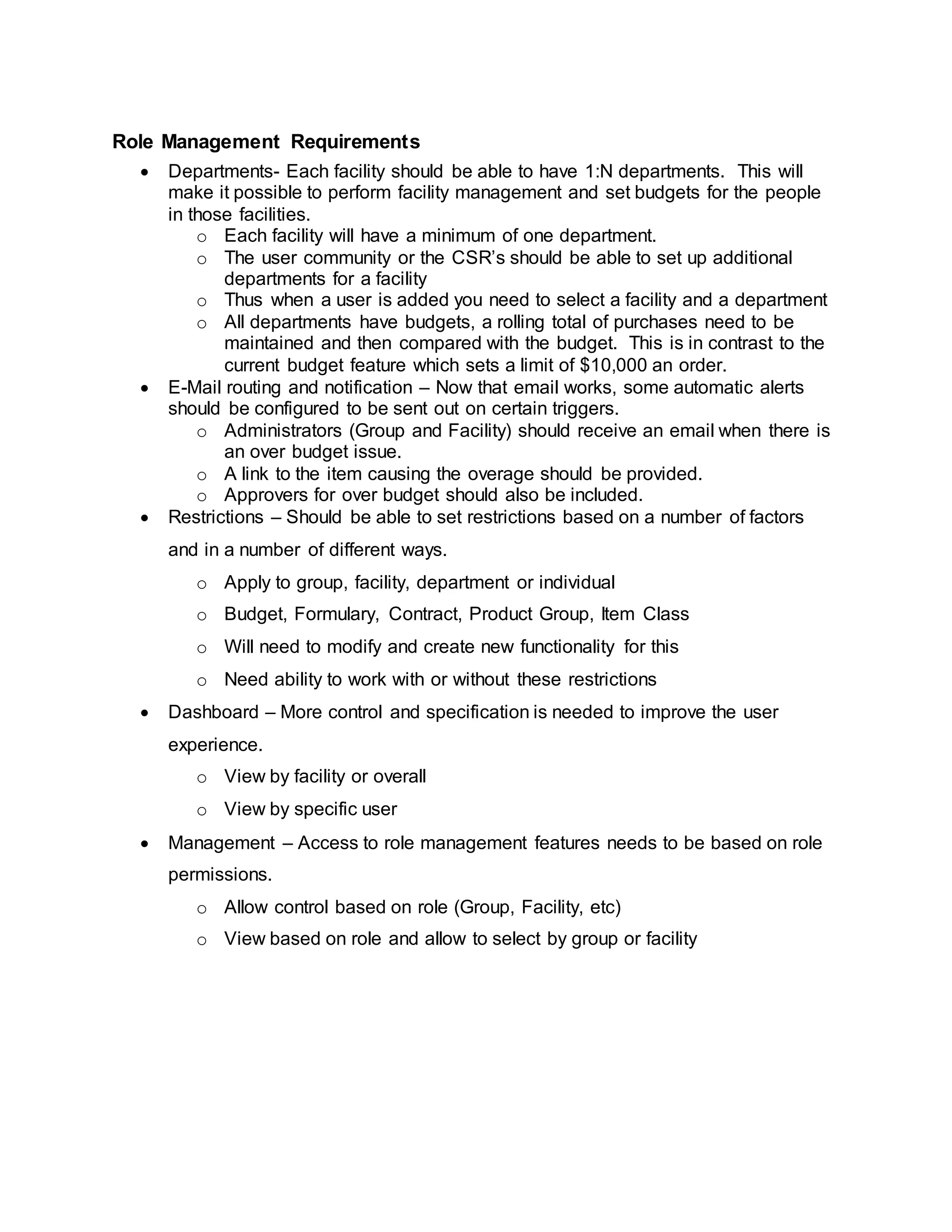 Role Management Requirements | DOCX | Databases | Computer Software and ...