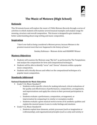 Grammy in the Schools (HS) The Music of Motown | PDF | Music ...