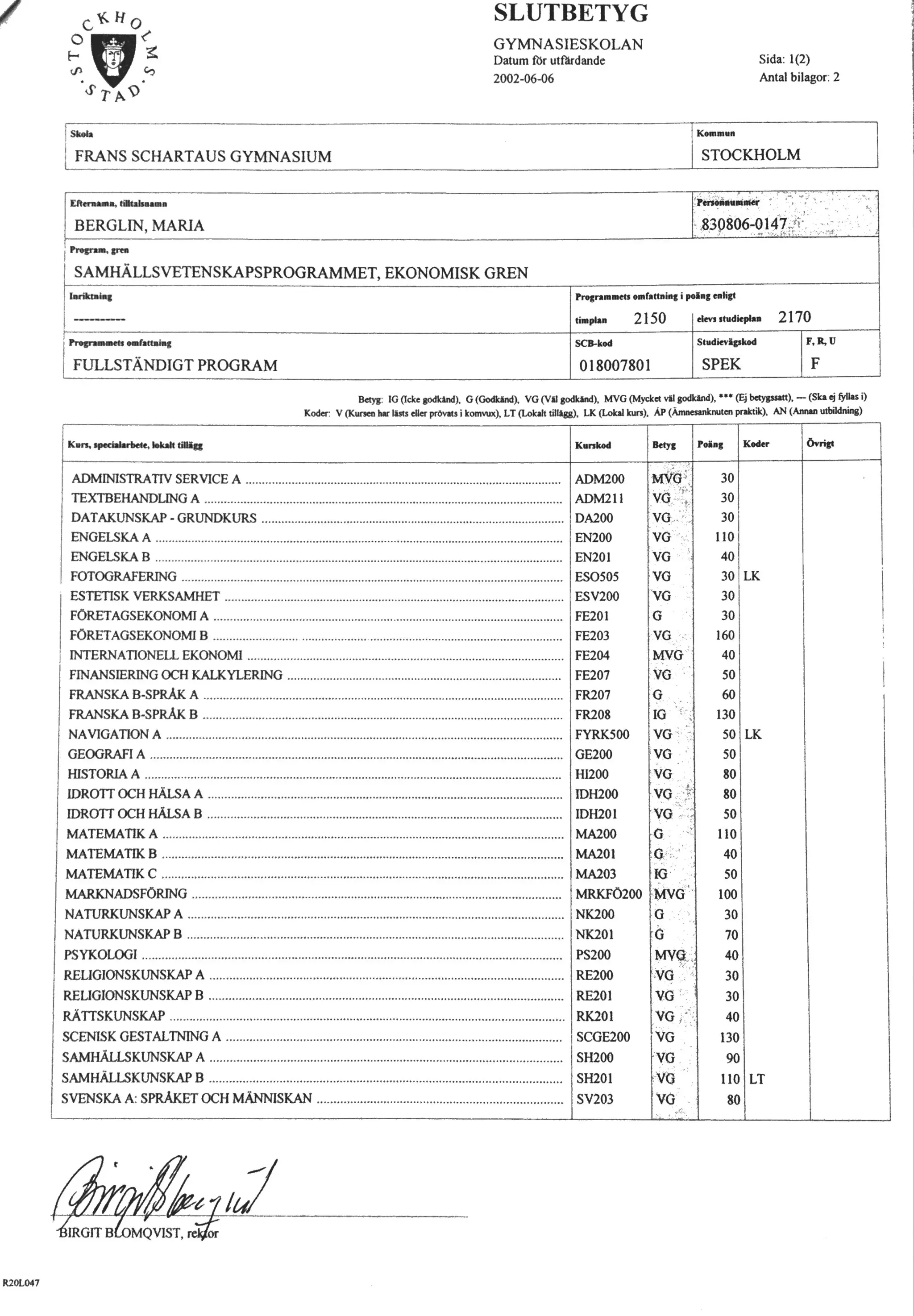 Gymnasiebetyg_1 | PDF