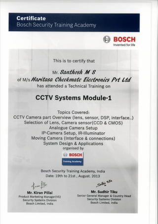 Bosch CCTV certificate | PDF