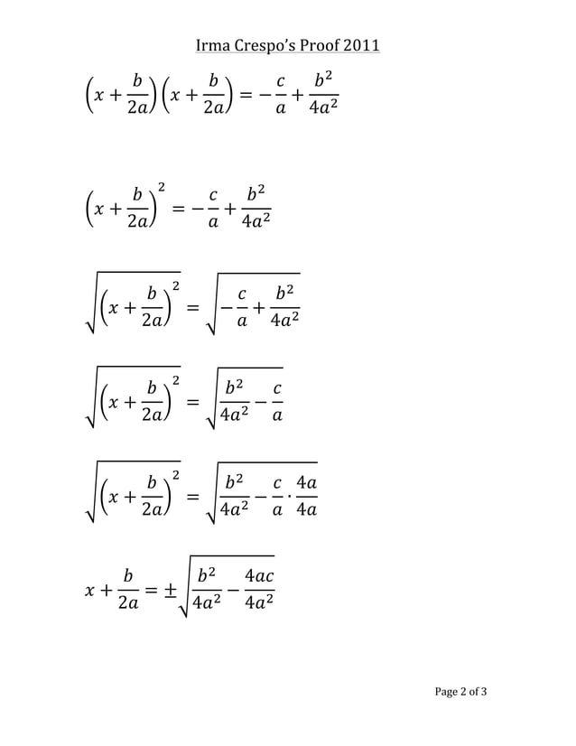 Standard Form of the Quadratic Equation to Quadratic Formula | PDF