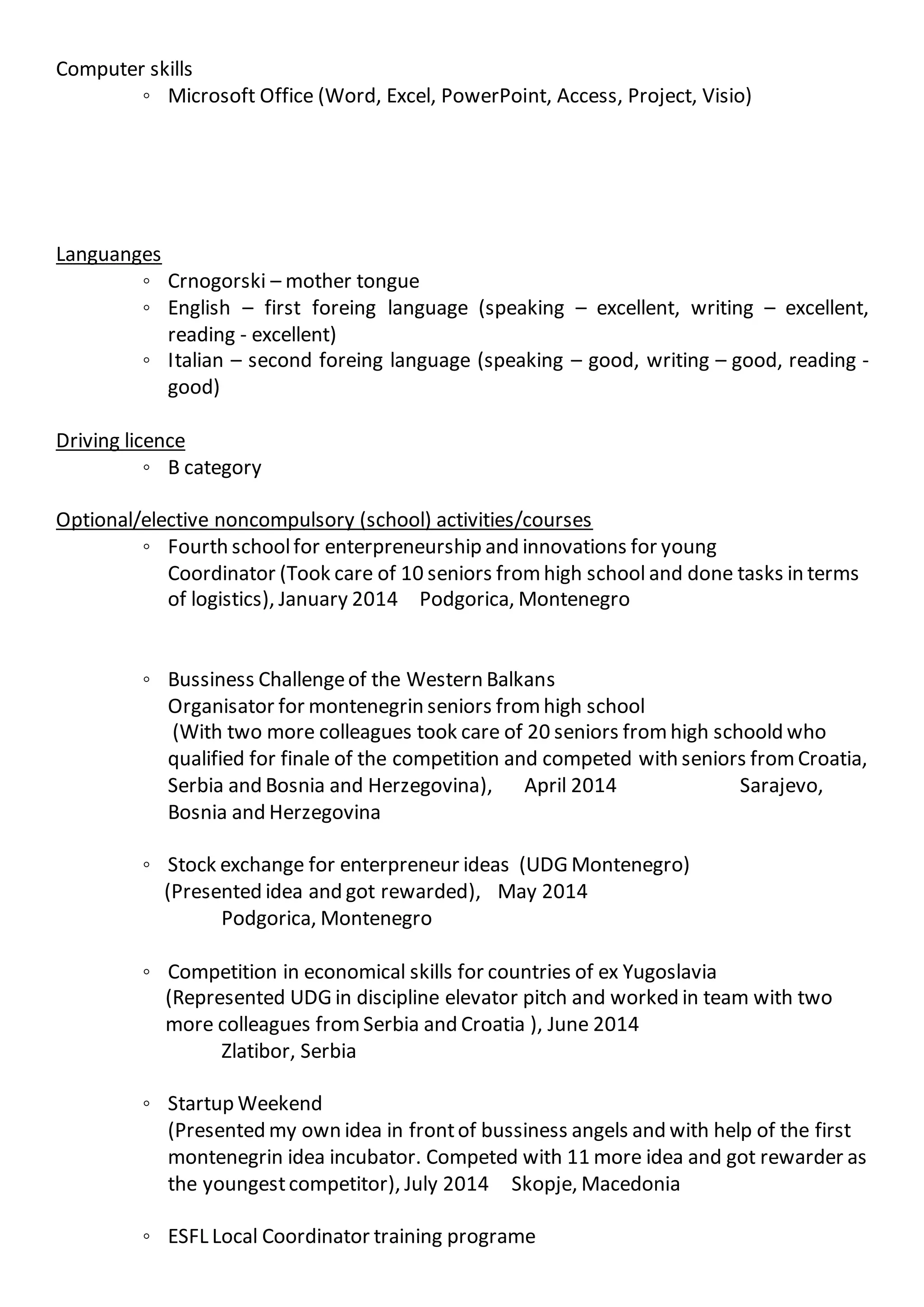 Balsa Lompar CV - engleski jezik | DOCX