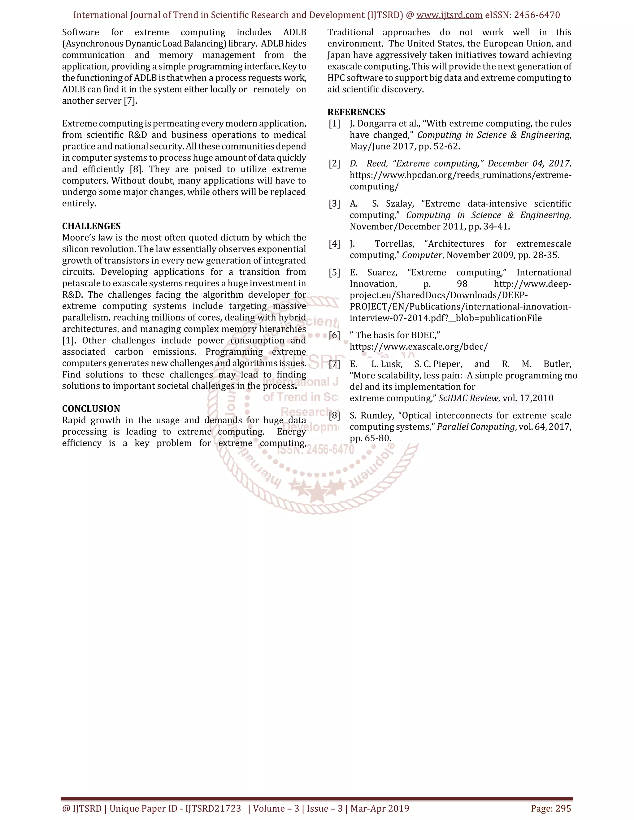 Extreme Computing A Primer Pdf Operating Systems Computer Software And Applications