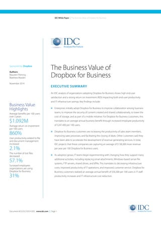 Final IDC report - The Business Value of Dropbox for Business | PDF ...