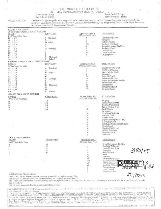 North Seattle CC Transcript | PDF