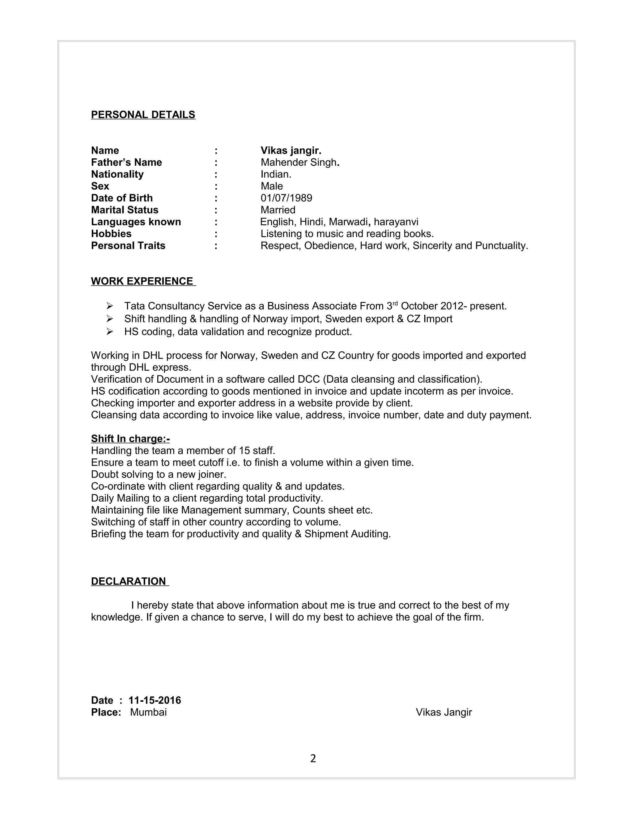 Vikas Resume | DOC