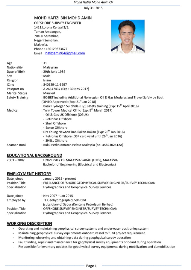 MOHD HAFIZI BIN MOHD AMIN | PDF | Civil Engineering Industry | Industries