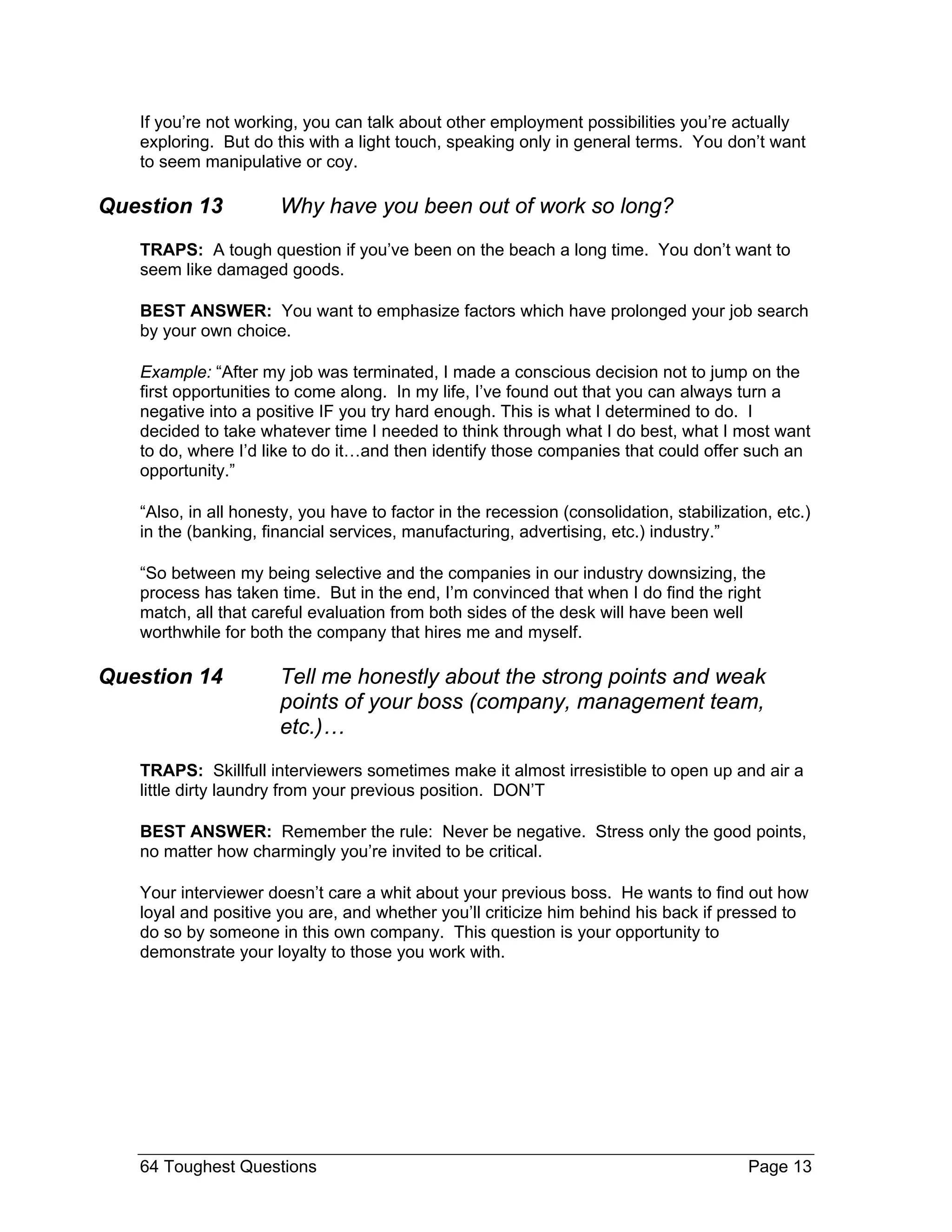 64 Interview Questions | PDF