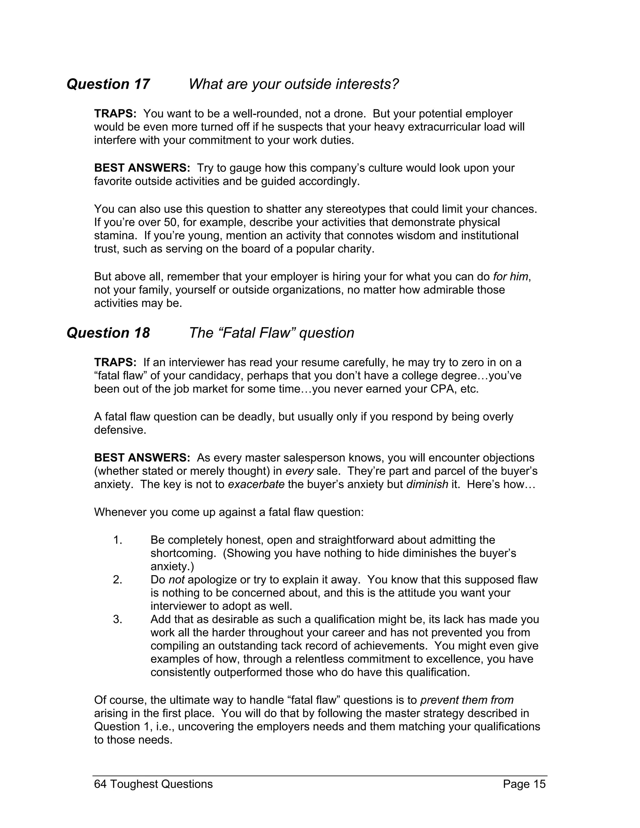 64 Interview Questions | PDF