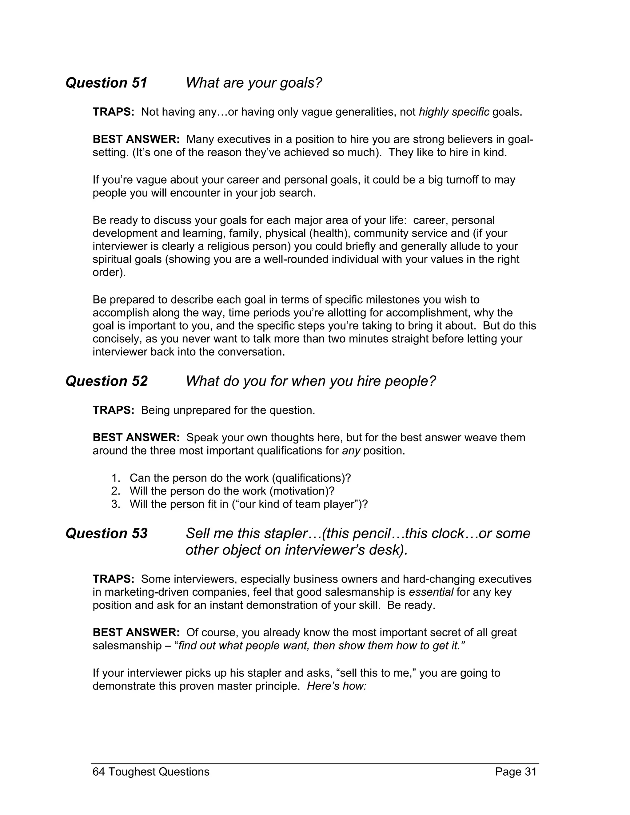 64 Interview Questions | PDF