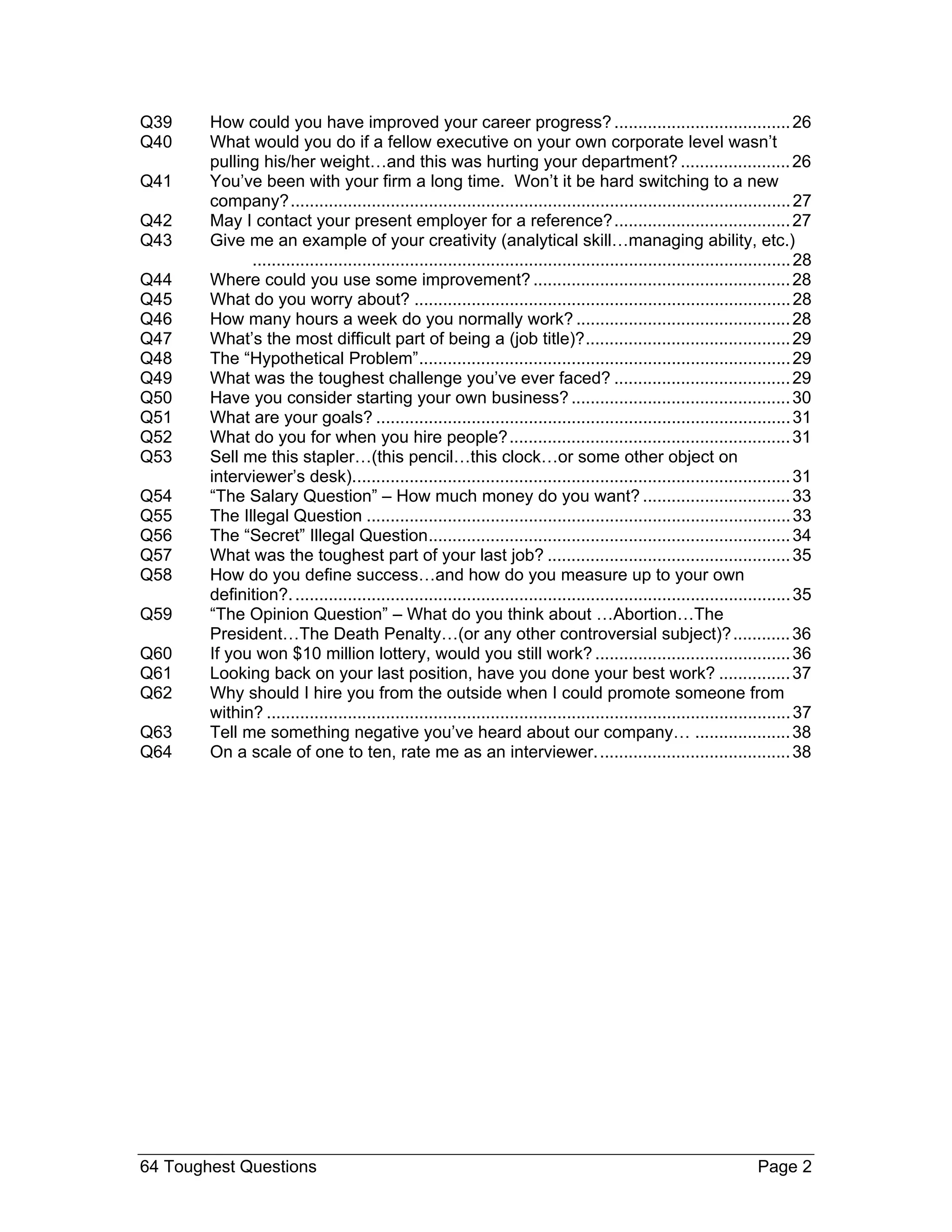 64 Interview Questions | PDF
