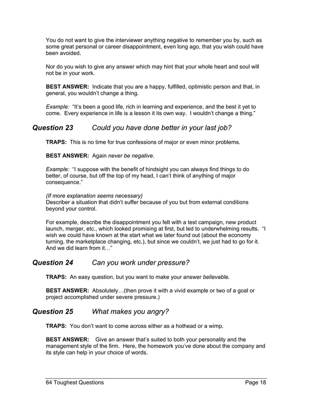 64 Interview Questions | PDF | Resume Writing and Advice | Job Search