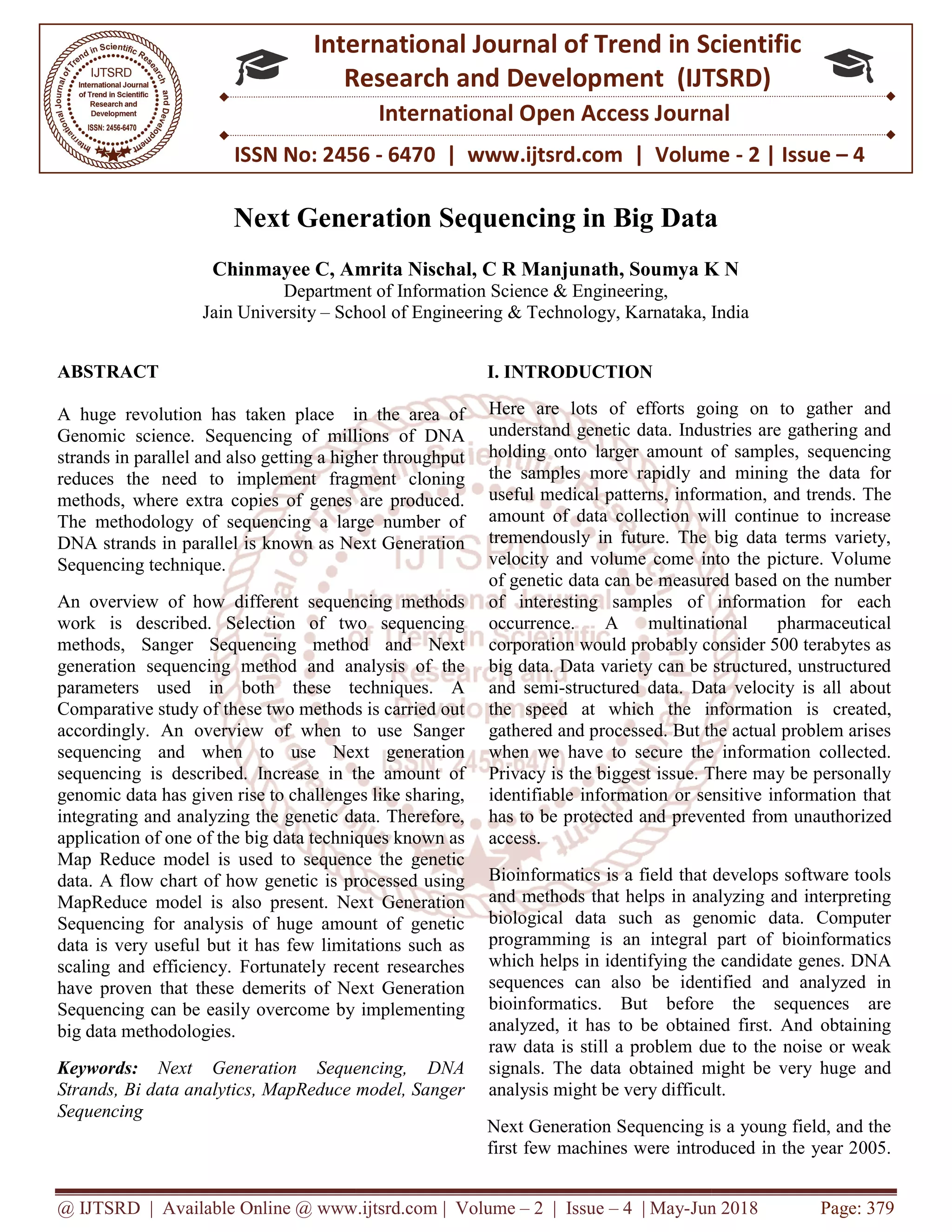 Next Generation Sequencing in Big Data | PDF